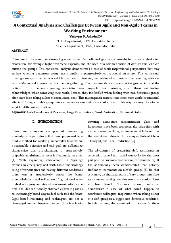 (PDF) A Contextual Analysis and Challenges Between Agile and Non-Agile ...