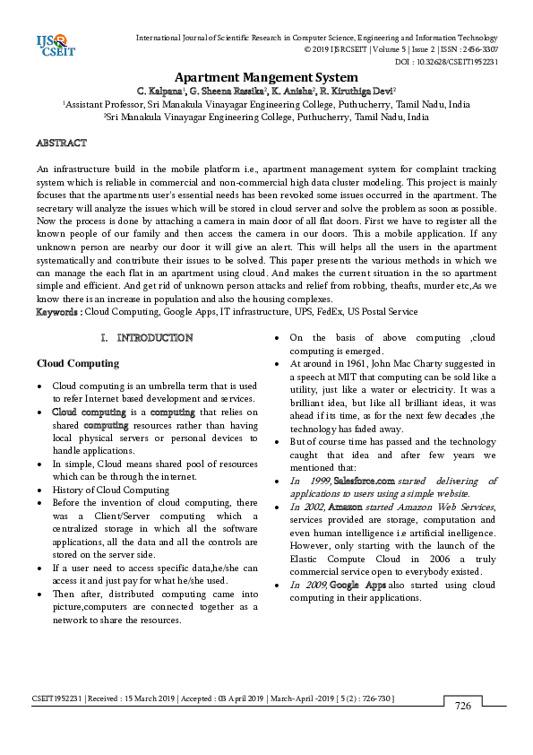 (PDF) Apartment Mangement System