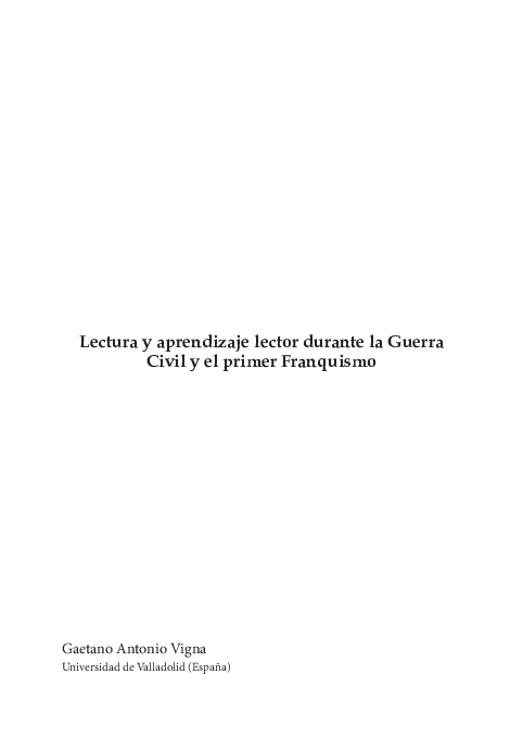 (PDF) Lectura y aprendizaje lector durante la Guerra Civil y el primer ...
