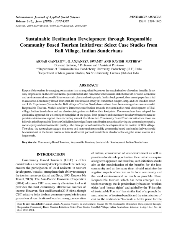 (PDF) Sustainable Destination Development through Responsible Community ...
