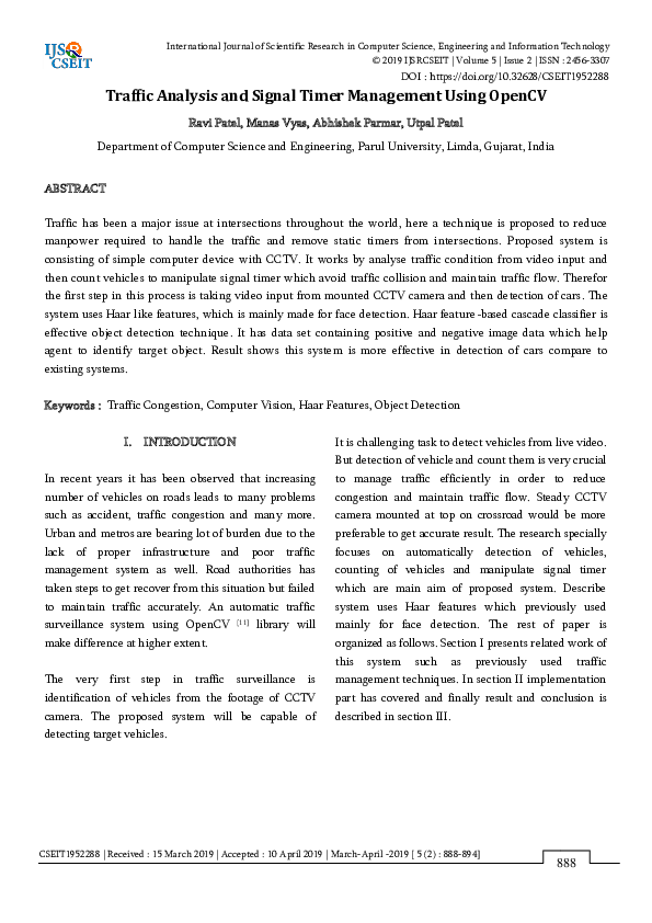 Pdf Traffic Analysis And Signal Timer Management Using Opencv