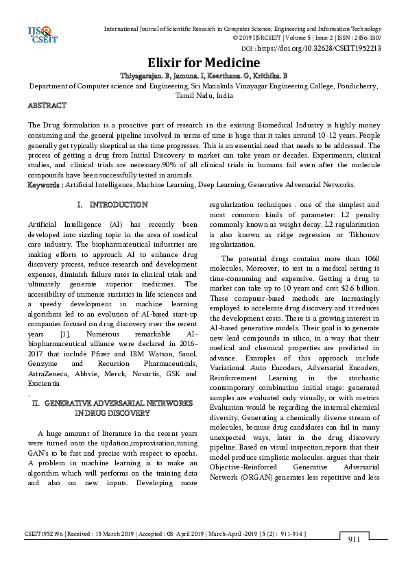 (PDF) Elixir for Medicine | International Journal of Scientific Research in Computer Science ...