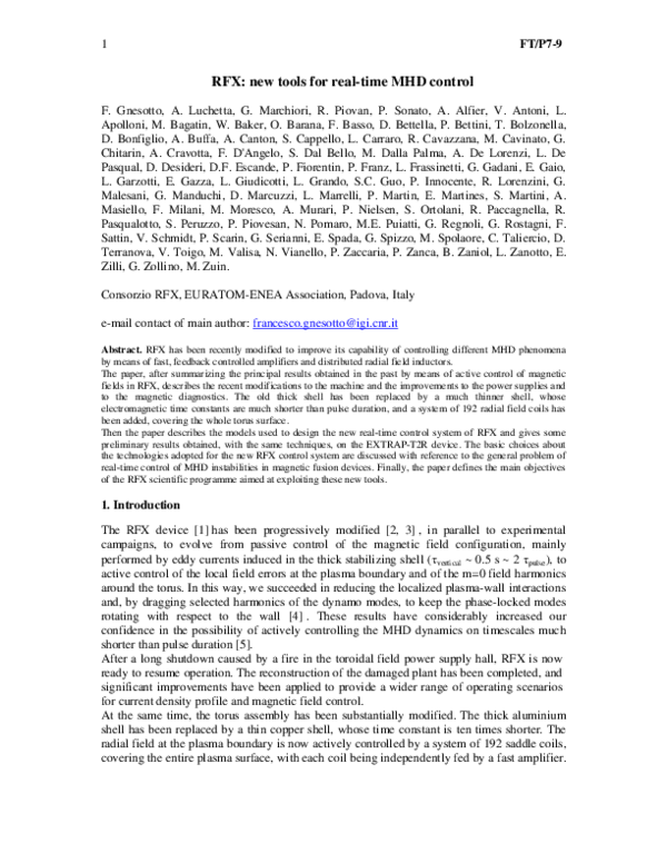 RFX: new tools for real-time MHD control