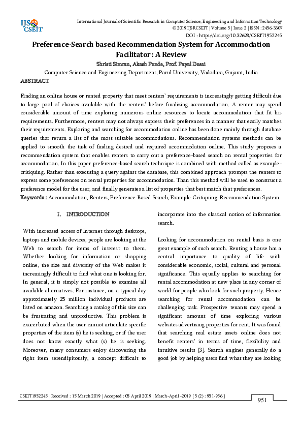 (PDF) Preference-Search based Recommendation System for Accommodation ...