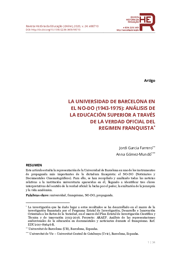 (PDF) LA UNIVERSIDAD DE BARCELONA EN EL NO-DO (1943-1975): ANÁLISIS DE ...
