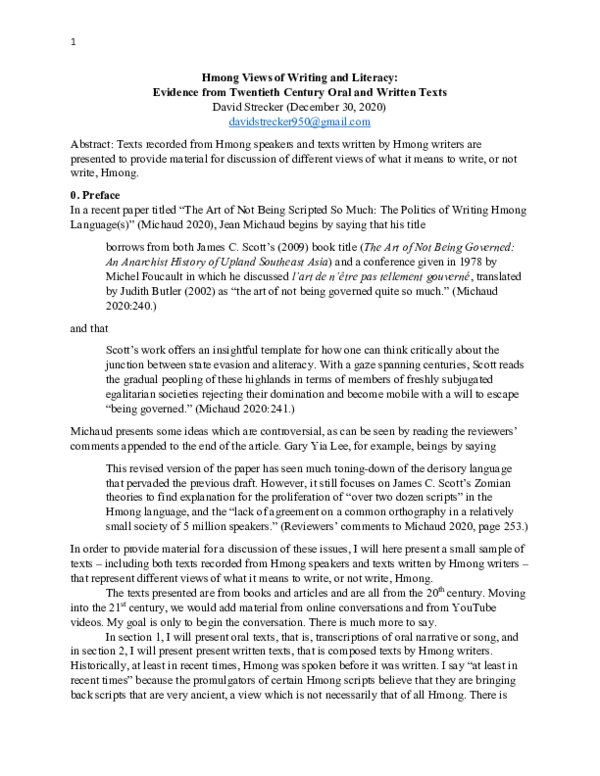 (PDF) Hmong Views of Writing and Literacy: Evidence from Twentieth ...
