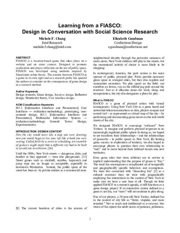 (PDF) Learning from a FIASCO: Design in Conversation with Social ...