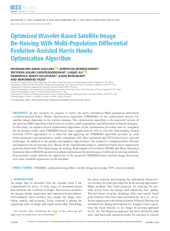 (PDF) Optimized Wavelet-Based Satellite Image De-Noising With Multi-Population Differential ...