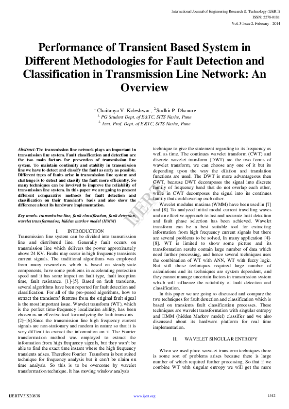 Ijert Performance Of Transient Based System In Different Methodologies