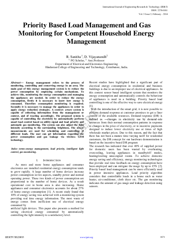 (PDF) IJERT-Priority Based Load Management and Gas Monitoring for ...