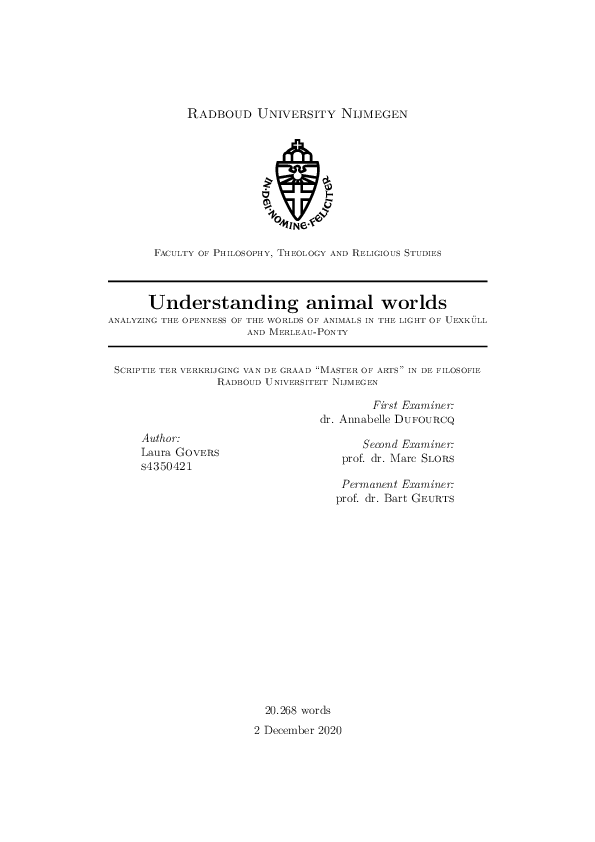 (PDF) Understanding animal worlds. Analyzing the openness of the worlds ...