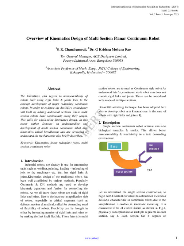 Pdf Ijert Overview Of Kinematics Design Of Multi Section Planar