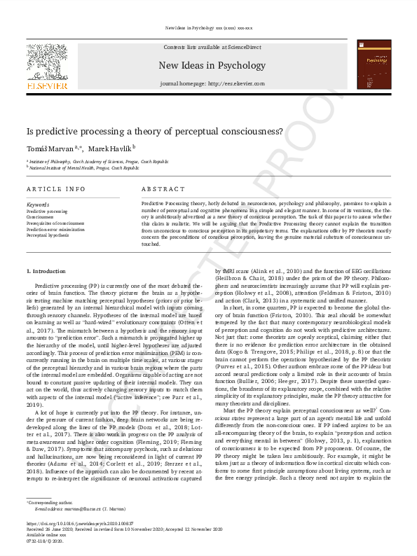 (PDF) Is predictive processing a theory of perceptual consciousness (PDF) Is predictive processing a theory of perceptual consciousness