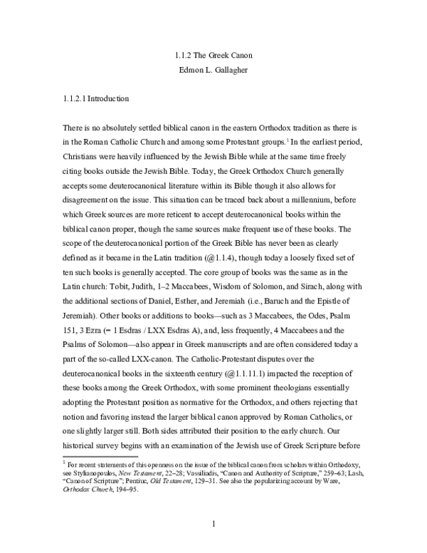 (DOC) 1.2 The Greek Canon (Textual History of the Bible vol. 2, 2020)