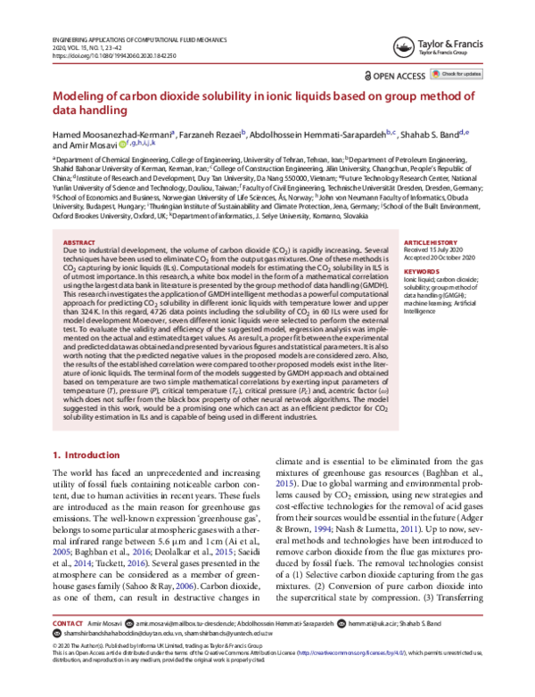 (PDF) Modeling of carbon dioxide solubility in ionic liquids based on group method of data ...