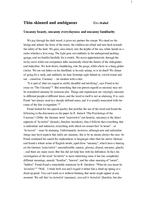(DOC) Thin-skinned and ambiguous (Uncanny). On works of Vanessa ...