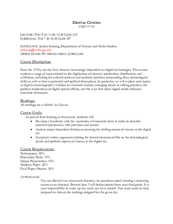 (PDF) "Digital Cinema" Syllabus
