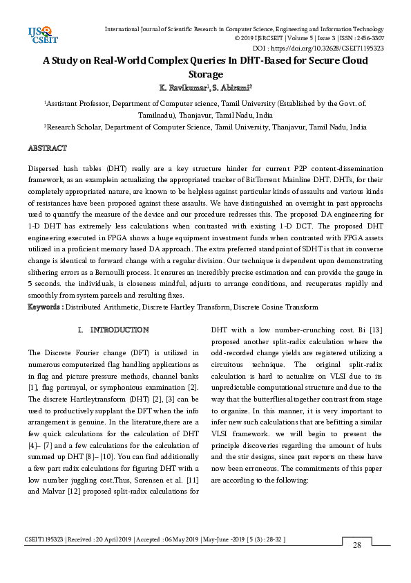 (PDF) A Study on Real-World Complex Queries In DHT-Based for Secure Cloud Storage