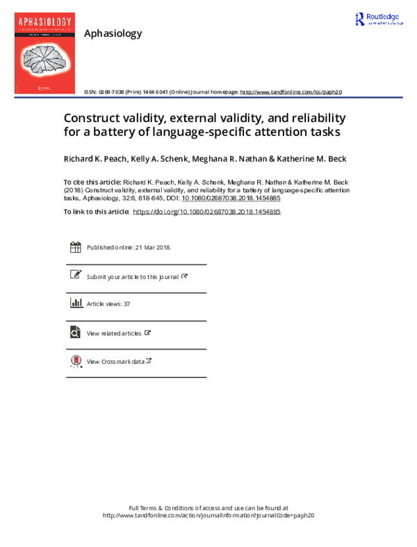(PDF) Construct validity, external validity, and reliability for a battery of language-specific ...