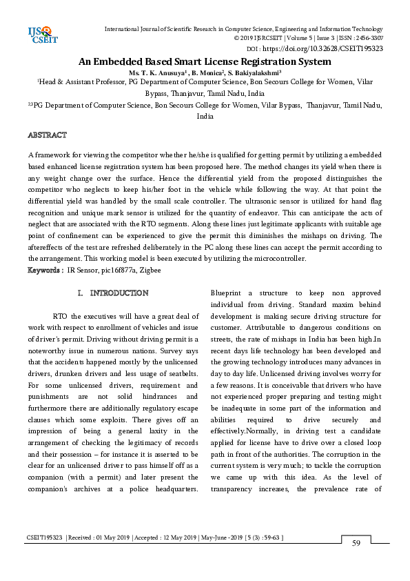 (PDF) Smart Embedded License Registration System