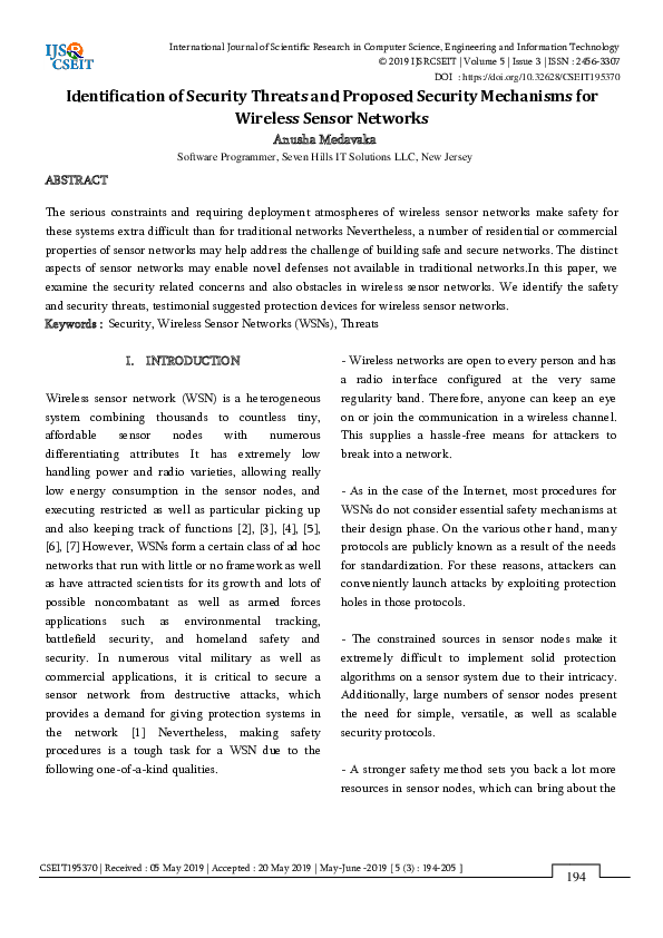 (PDF) Identification of Security Threats and Proposed Security ...
