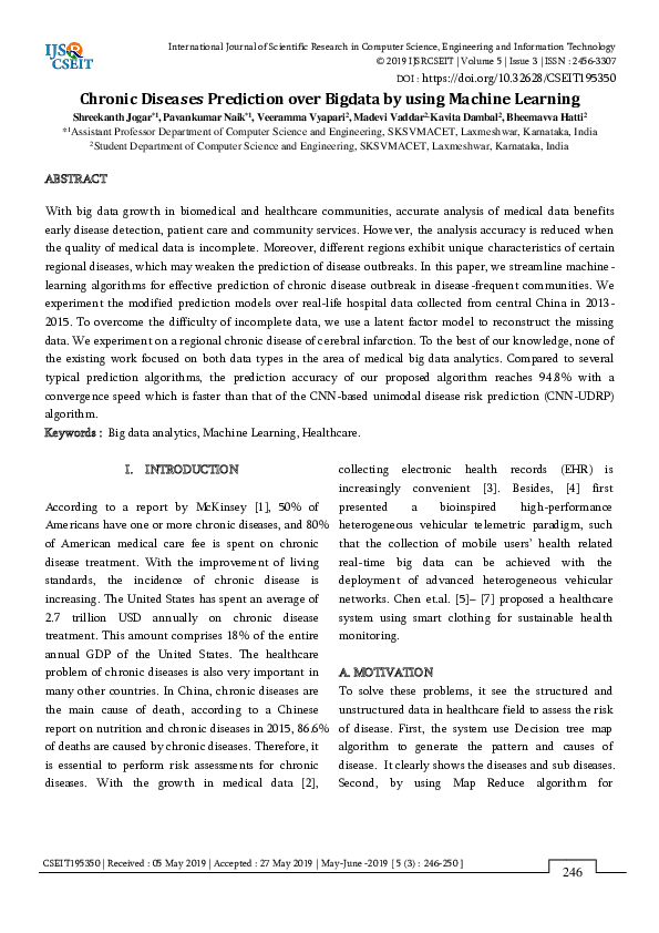 (PDF) Chronic Diseases Prediction over Bigdata by using Machine Learning