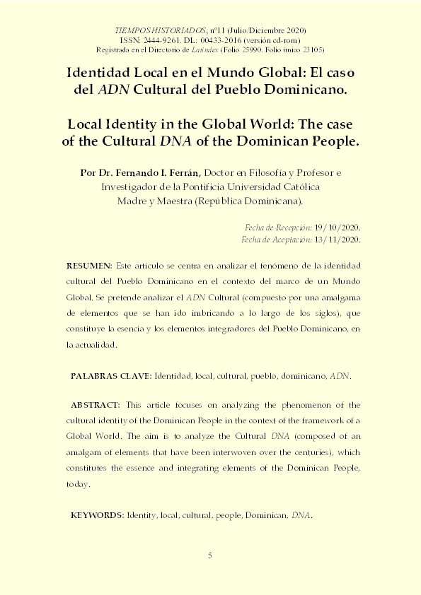 (PDF) ADN cultural pueblo dominicano fernando ferran 2020