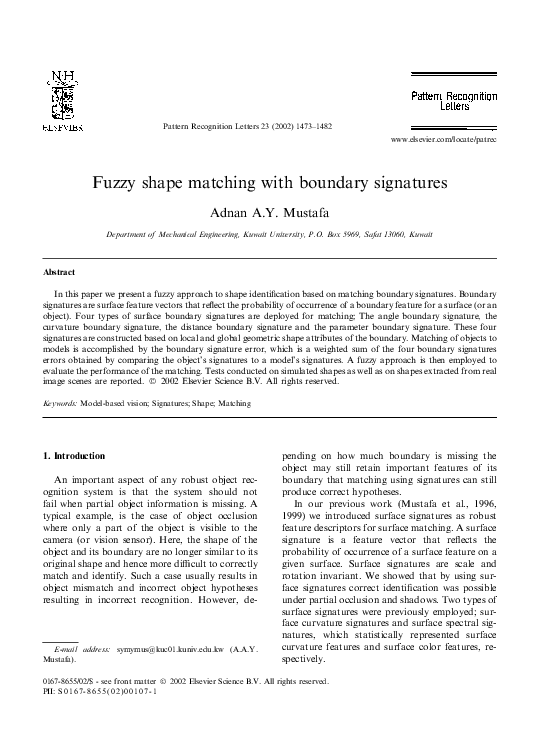 (PDF) Fuzzy shape matching with boundary signatures