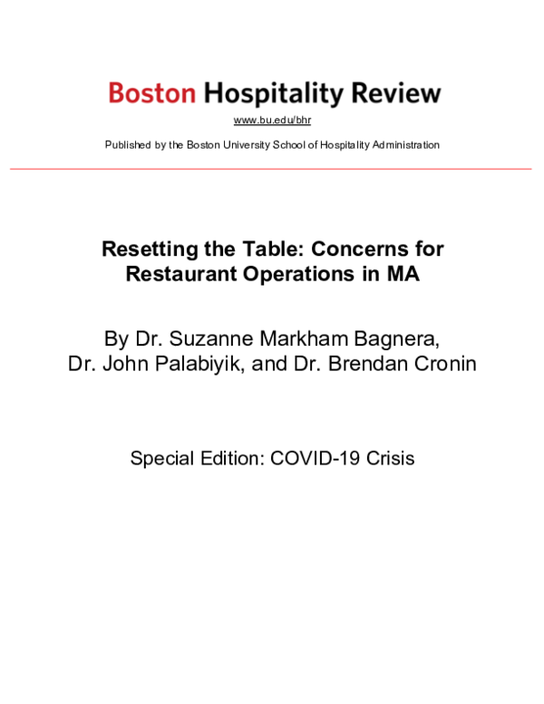 (PDF) Resetting the Table: Concerns for Restaurant Operations in MA