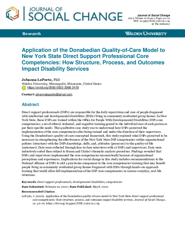 (PDF) Application of the Donabedian Quality-of-Care Model to New York ...