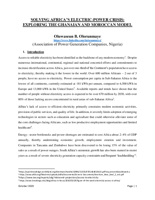 (PDF) SOLVING AFRICA'S ELECTRIC-POWER CRISIS: EXPLORING THE GHANAIAN ...