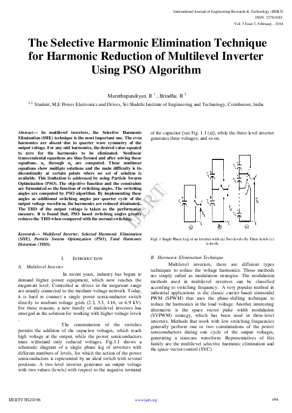 (PDF) Selective Harmonic Elimination in Multilevel Inverter with Artificial Intelligence ...