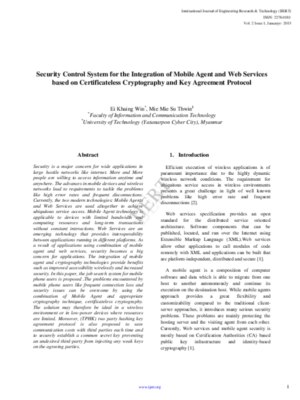 Pdf Secure Mobile Agent Integration With Web Services