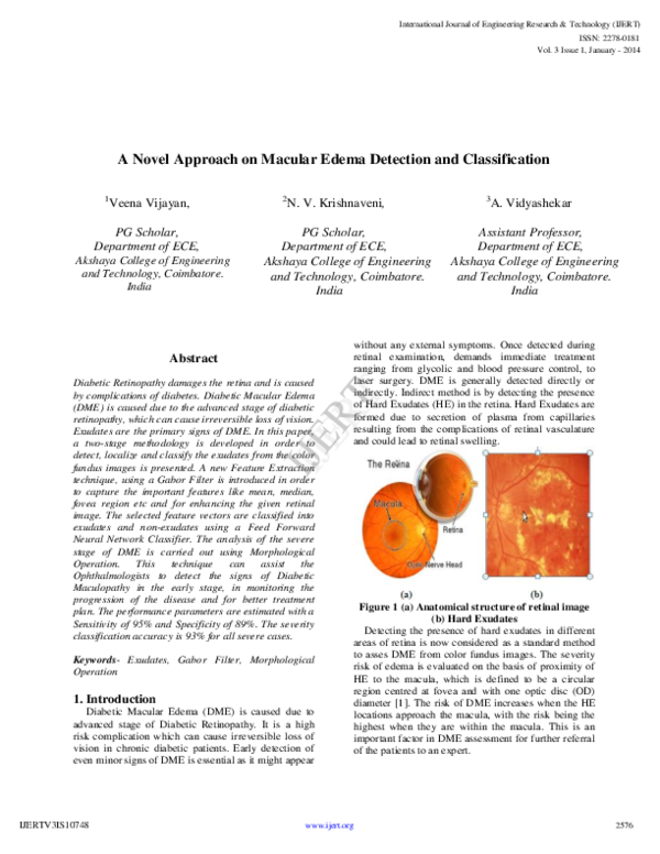 Pdf Ijert A Novel Approach On Macular Edema Detection And Classification