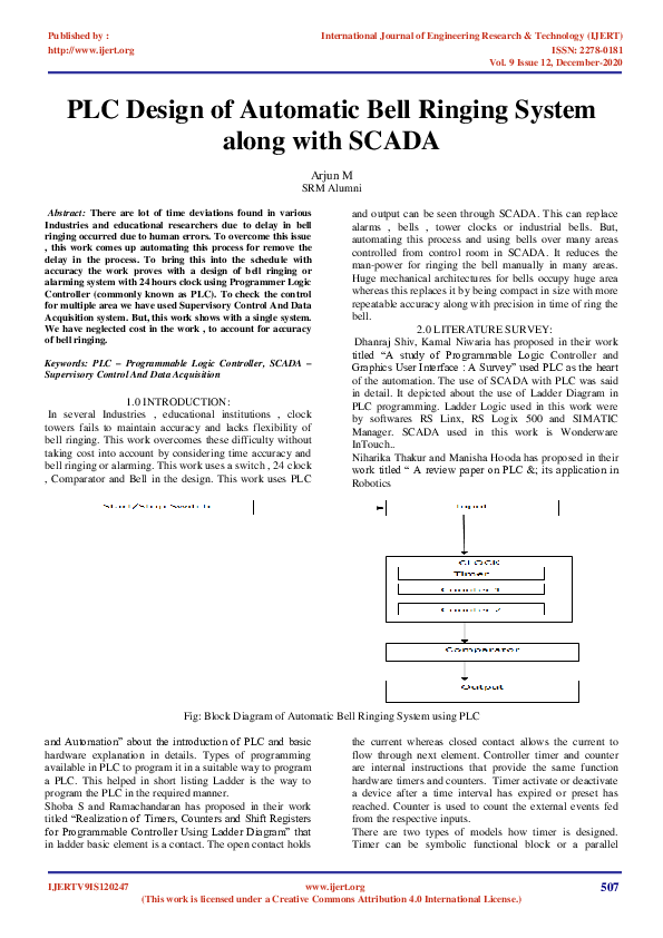 (PDF) IJERT-PLC Design of Automatic Bell Ringing System along with SCADA