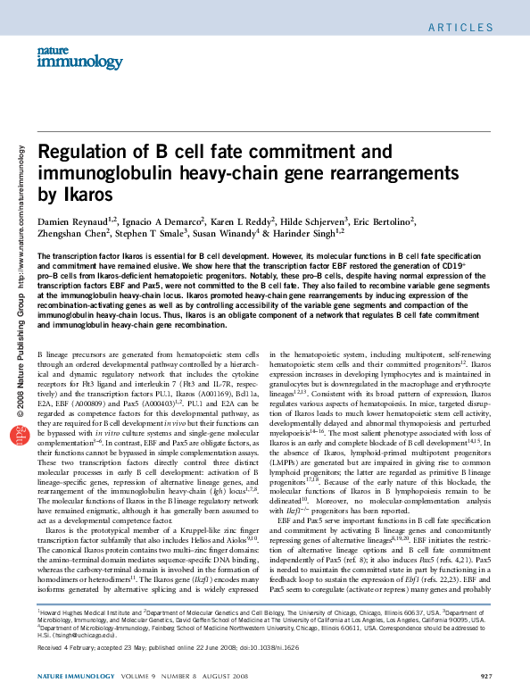 Pdf Regulation Of B Cell Fate Commitment And Immunoglobulin Heavy