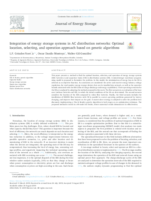 (PDF) Integration of energy storage systems in AC distribution networks ...