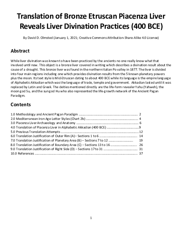 (PDF) Translation of Bronze Etruscan Piacenza Liver Reveals Liver ...