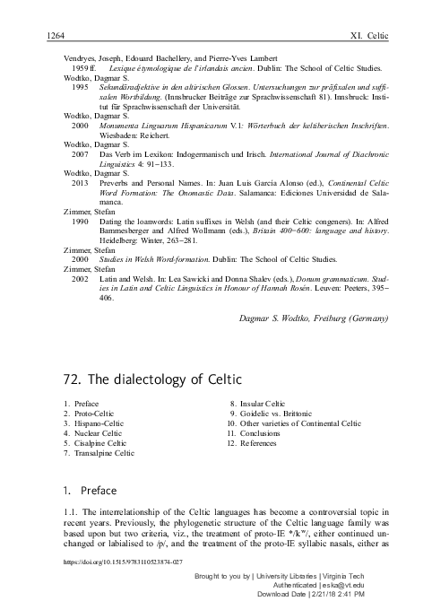(PDF) The dialectology of Celtic