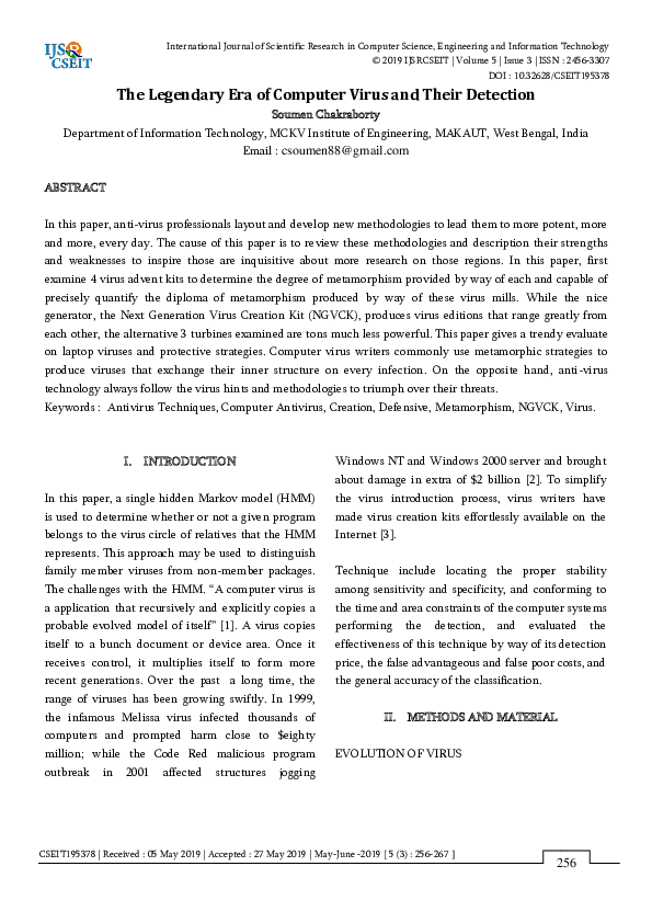 (PDF) The Legendary Era of Computer Virus and Their Detection ...