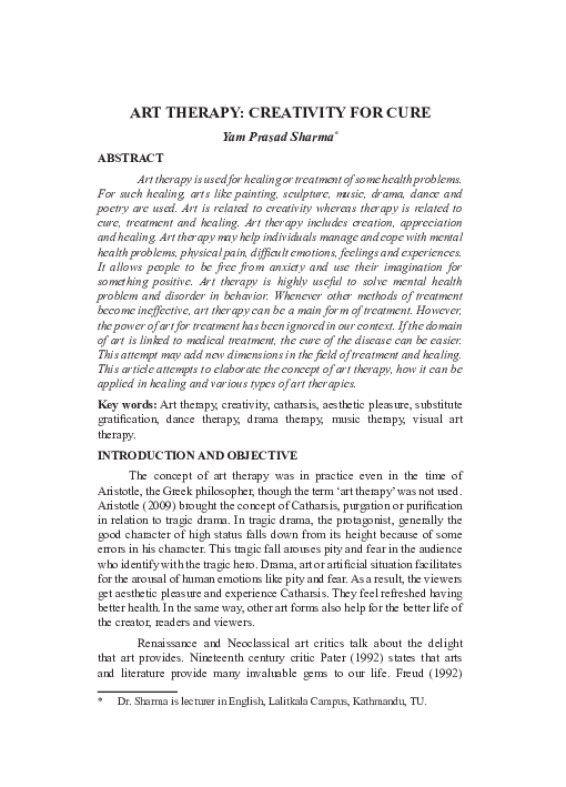 (PDF) ART THERAPY: CREATIVITY FOR CURE