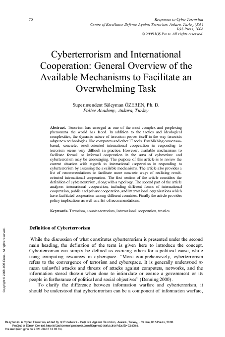 (PDF) Cyberterrorism and International Cooperation: General Overview of ...