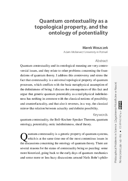 (PDF) "Quantum contextuality as a topological property, and the ...
