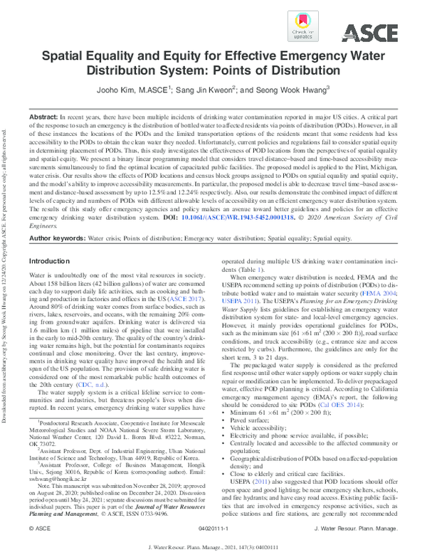 (PDF) Spatial Equality and Equity for Effective Emergency Water ...