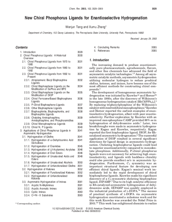 (PDF) New Chiral Phosphorus Ligands for Enantioselective Hydrogenation