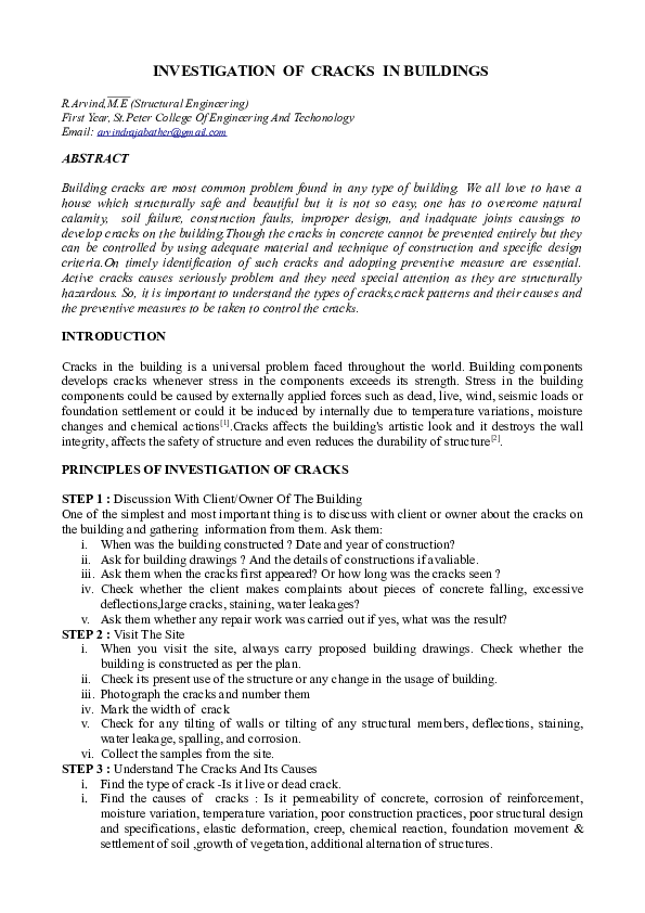 (PDF) INVESTIGATION OF CRACKS IN BUILDINGS