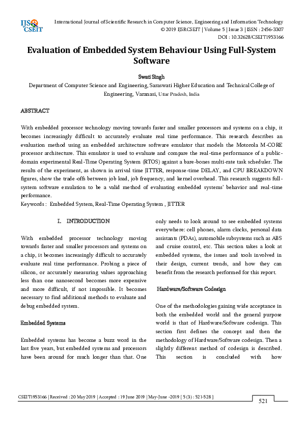 (PDF) Evaluation of Embedded System Behaviour Using Full-System Software
