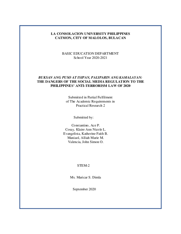 (PDF) The Danger of Soc Med Regulations on Anti Terror Law