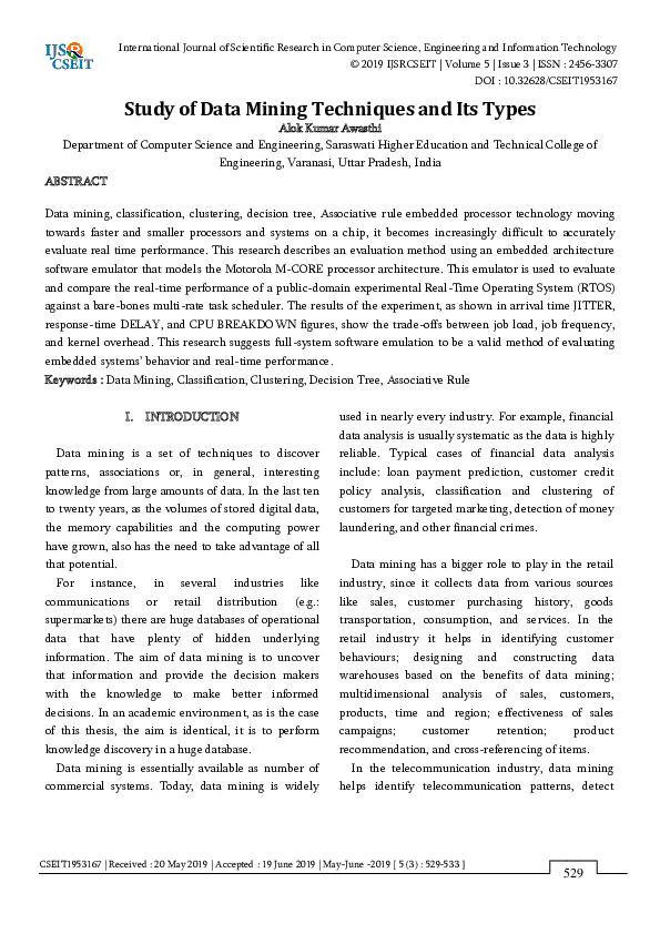 (PDF) Study of Data Mining Techniques and Its Types