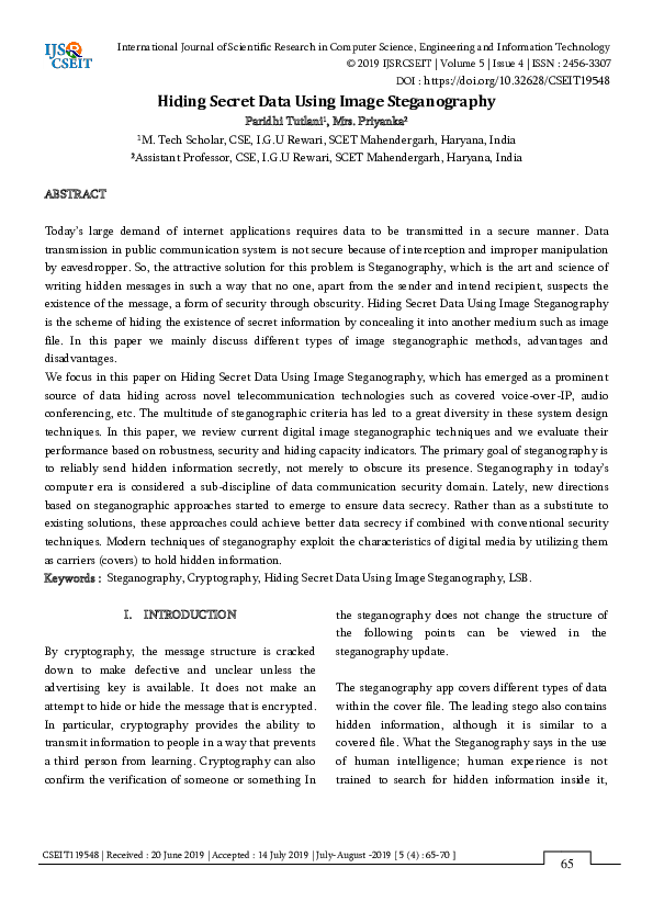 Pdf Hiding Secret Data Using Image Steganography